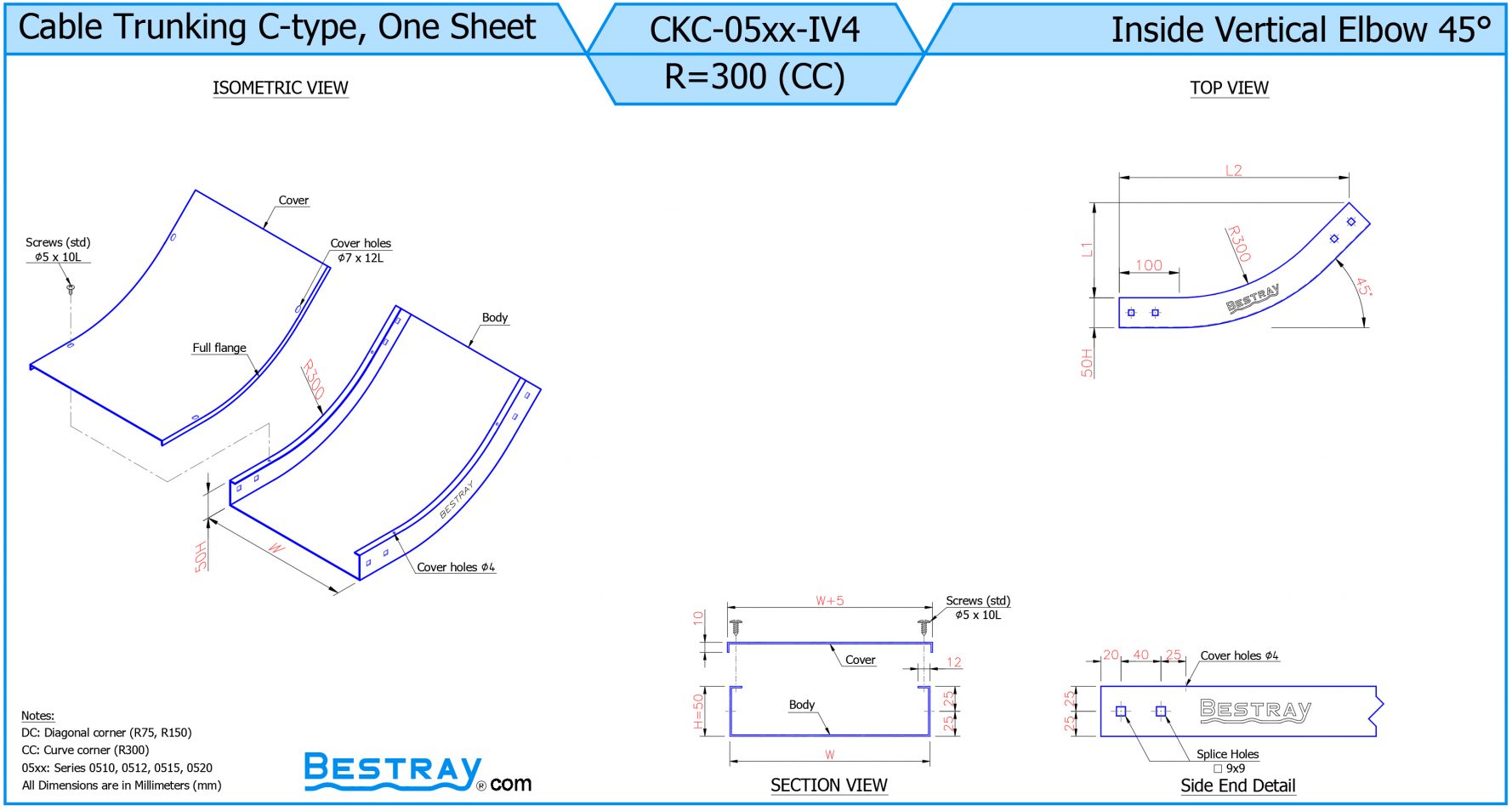 Inside Vertical Elbow 45 Degrees - Bestray Joint Stock Company